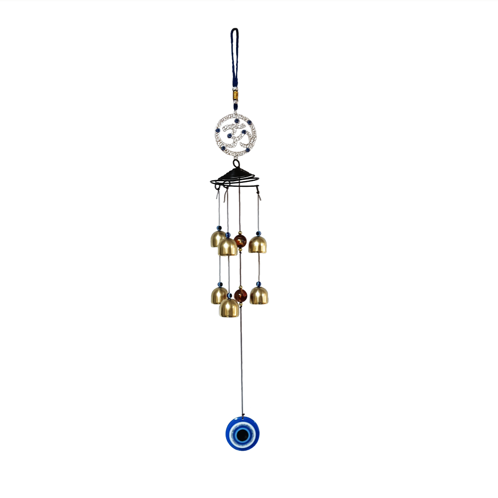 Om Evil Eye Wind Chime – 61cm – Bhika Imports